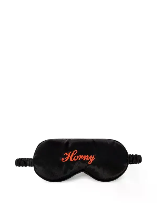 CARNE BOLLENTE Satin-finish Embroidered Eye Mask - Black