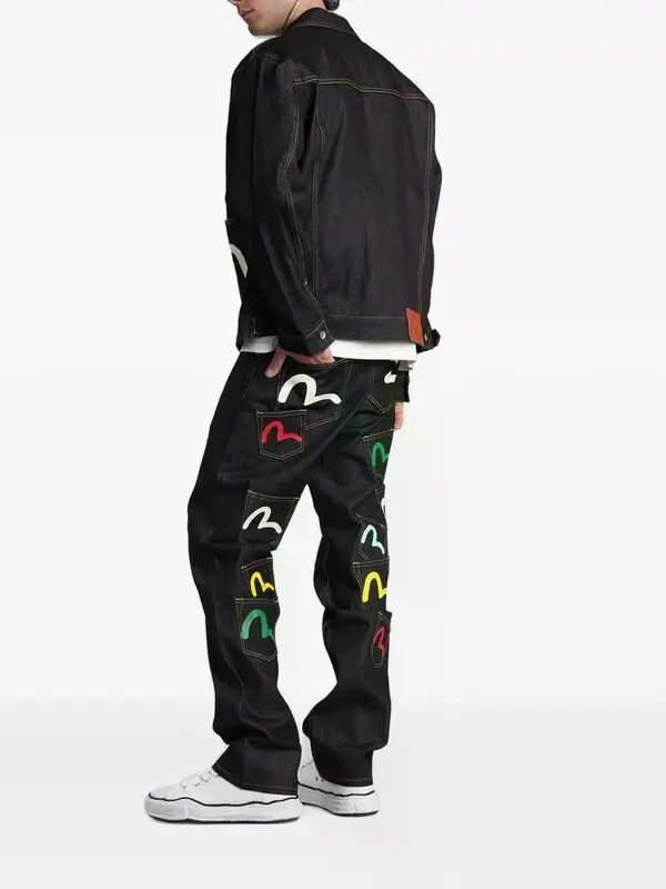 EVISU Multi-pocket Seagull-print Jeans