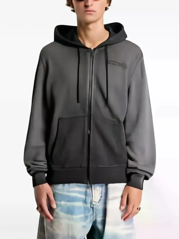 DIESEL® Waffle Zip-up Hoodie With Dégradé Effect - Grey