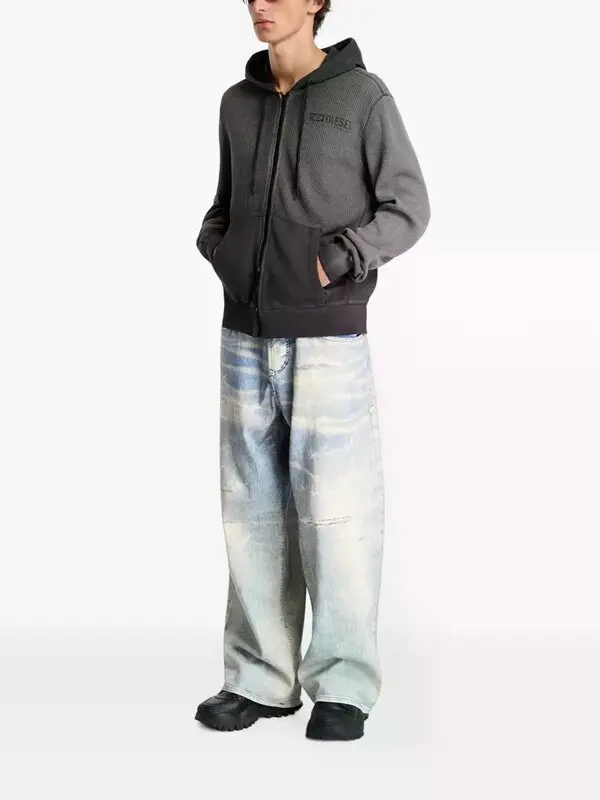 DIESEL® Waffle Zip-up Hoodie With Dégradé Effect