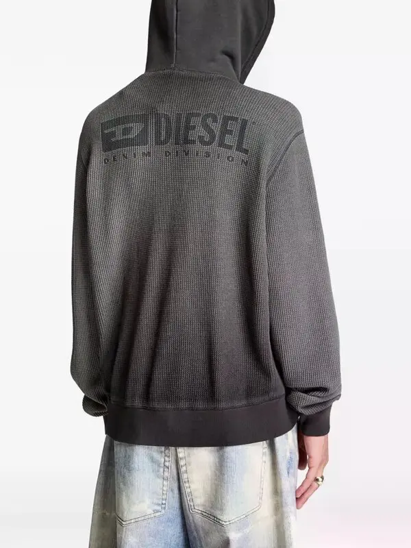 DIESEL® Waffle Zip-up Hoodie With Dégradé Effect