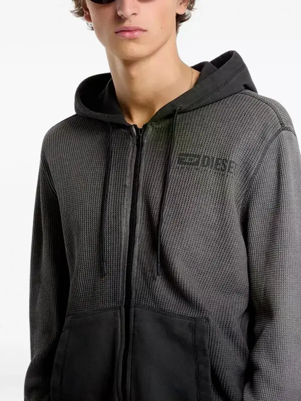 DIESEL® Waffle Zip-up Hoodie With Dégradé Effect