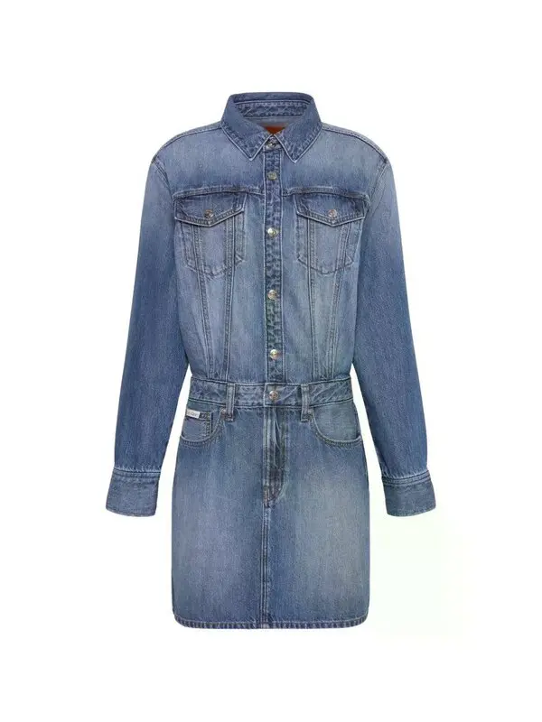 Calvin Klein Button-up Denim Mini Dress - Blue