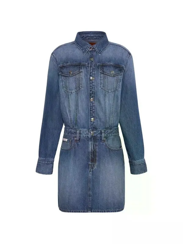Calvin Klein Button-up Denim Mini Dress - Blue