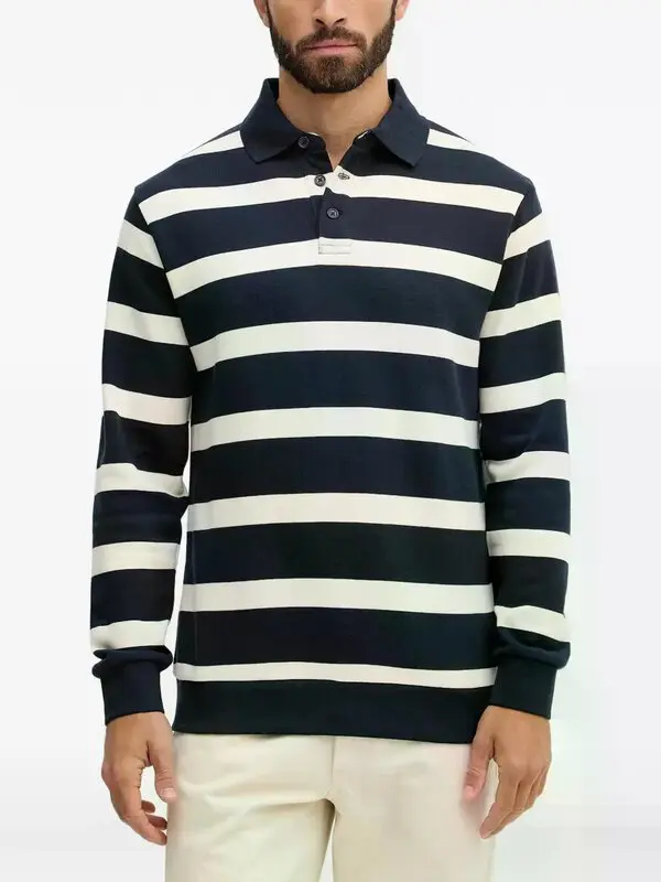 LINDBERGH Striped Long-sleeve Polo Shirt