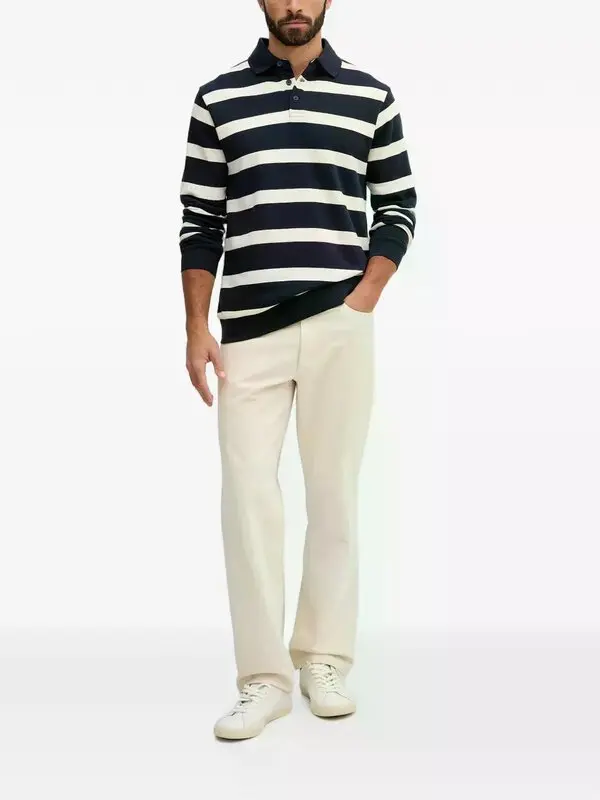 LINDBERGH Striped Long-sleeve Polo Shirt