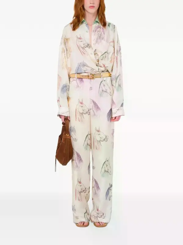 Moschino Printed Silk Twill Shirt - Neutrals