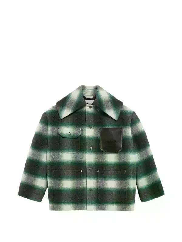 Balenciaga Cocoon Check Flannel Shirt Jacket - Green
