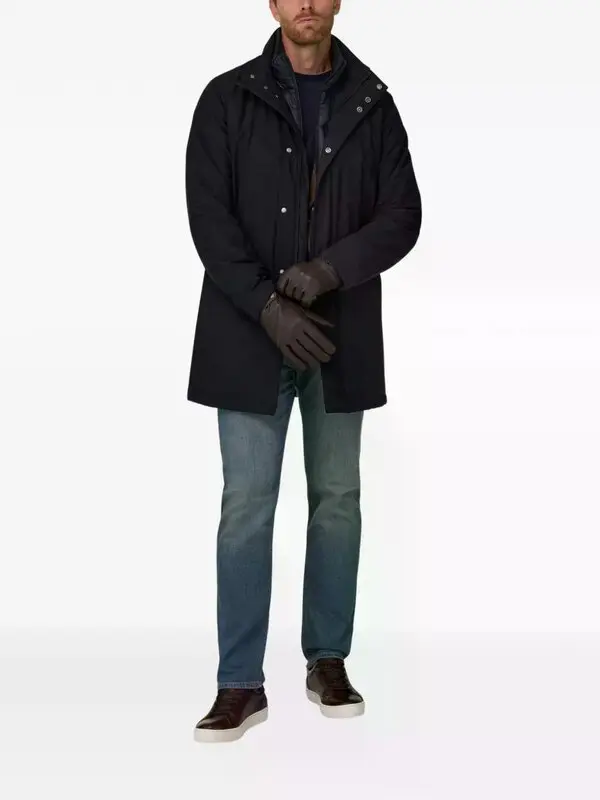 Boggi Milano Car Coat In Padded Technical Fabric - Midnight Navy