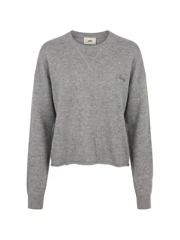 AUTRY Embroidered-logo Crew-neck Sweatshirt - Grey