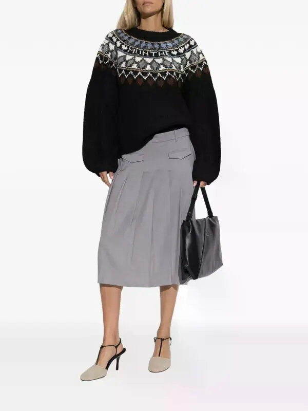 Munthe Vironicae Pleated Midi Skirt - Grey