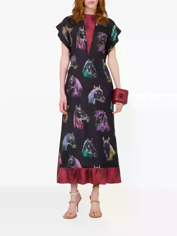 Moschino Horse-print Panelled Dress - Black