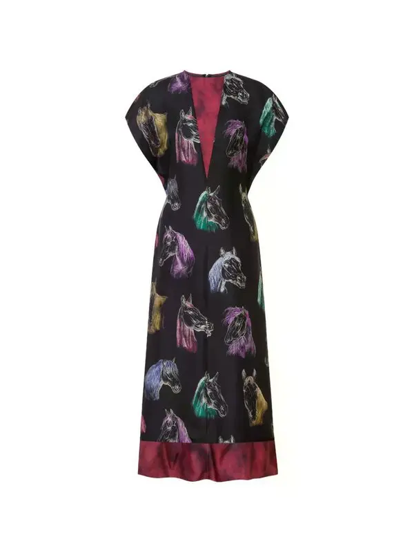 Moschino Horse-print Panelled Dress - Black