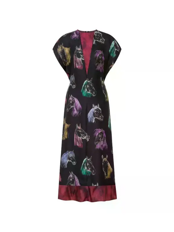 Moschino Printed Silk Twill Dress - Black