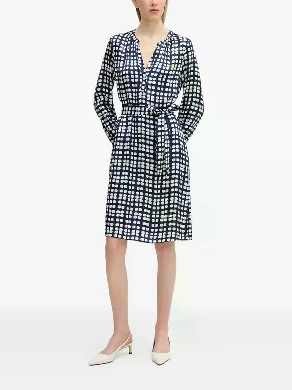 MARC AUREL Geometric-print Belted Midi Dress
