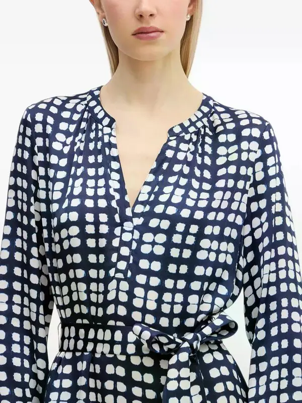 MARC AUREL Geometric-print Belted Midi Dress