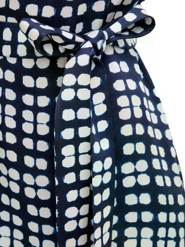 MARC AUREL Geometric-print Belted Midi Dress