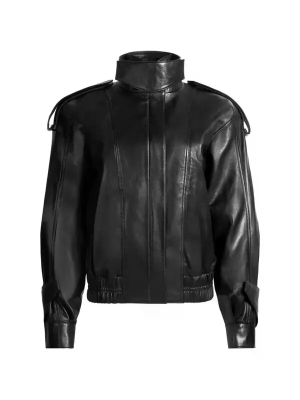 DUCIE Fiona Leather Bomber Jacket