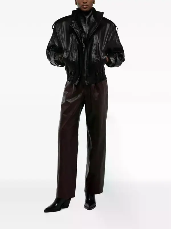 DUCIE Fiona Leather Bomber Jacket