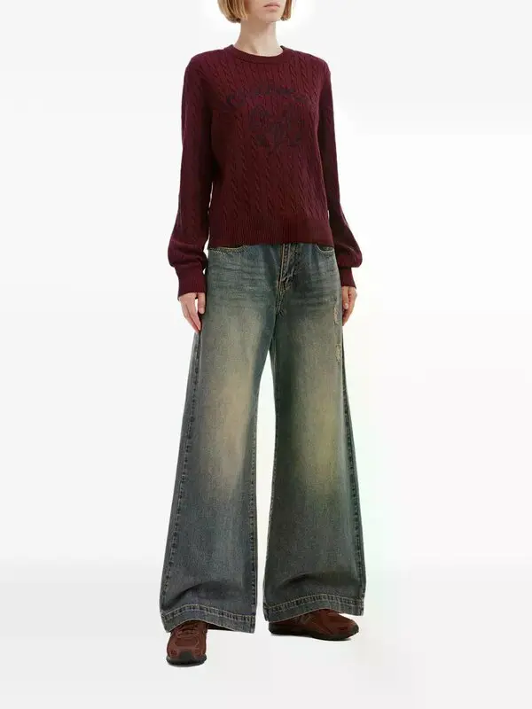 CHOCOOLATE Cable-knit Embroidered Sweater