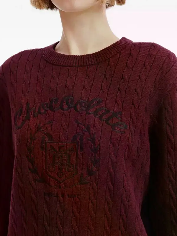 CHOCOOLATE Cable-knit Embroidered Sweater