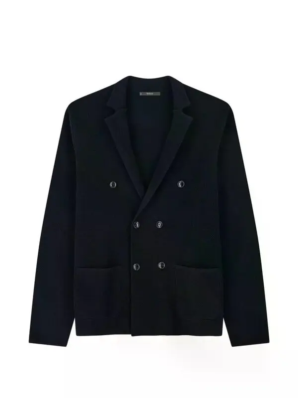 Boggi Milano Double-breasted Blazer In Extrafine Merino Wool