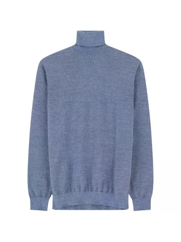 Boggi Milano Turtleneck Jumper In Merino Wool Cashwool® Moulin - Blue