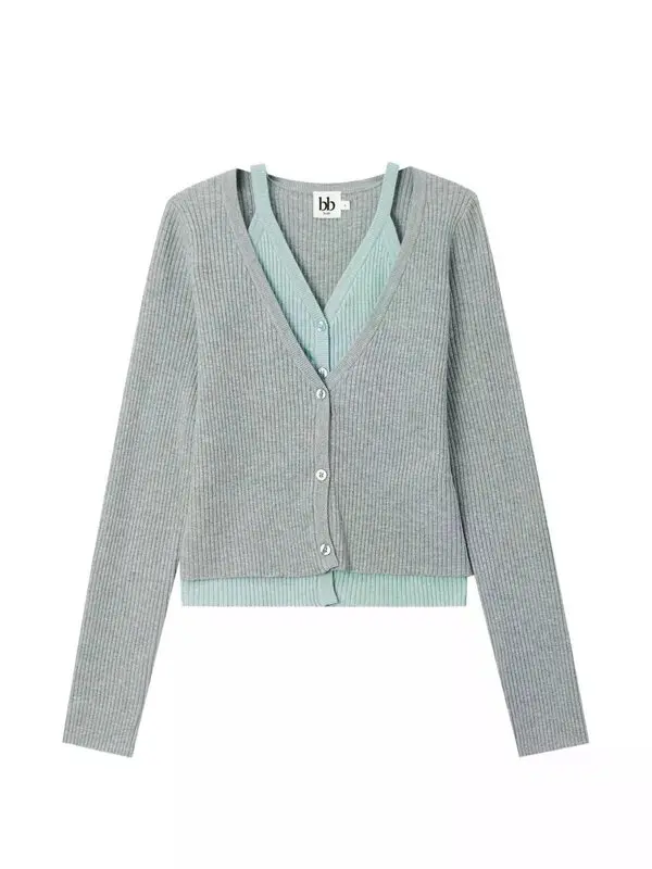 B+AB Ribbed-knit Layered Cardigan