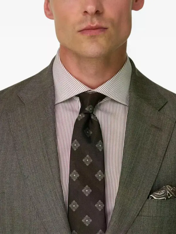 Boggi Milano Suit Herringbone In Wool Cashmere