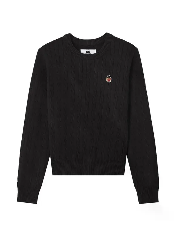 CHOCOOLATE Cable-knit Logo-patch Sweater - Black