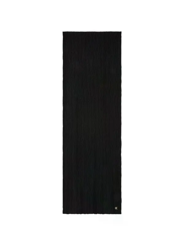 Calvin Klein Ribbed-knit Logo-plaque Scarf