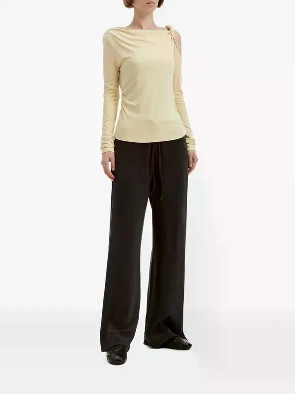 B+AB Asymmetric-neck Ruched Top