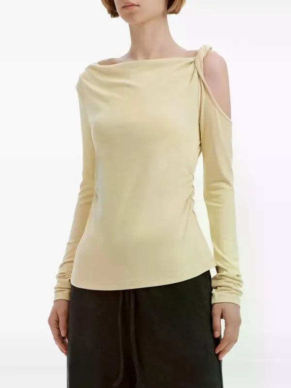 B+AB Asymmetric-neck Ruched Top