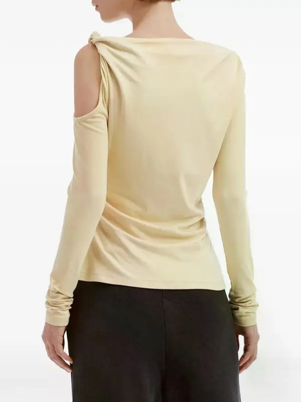 B+AB Asymmetric-neck Ruched Top