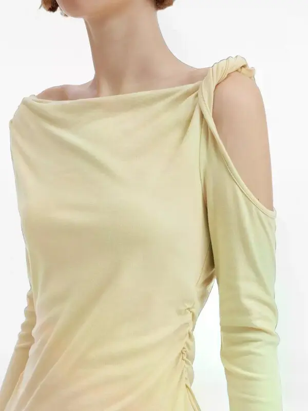 B+AB Asymmetric-neck Ruched Top