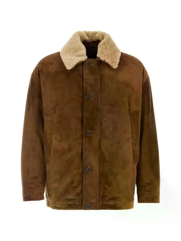 SALVATORE SANTORO Shearling-collar Suede Jacket