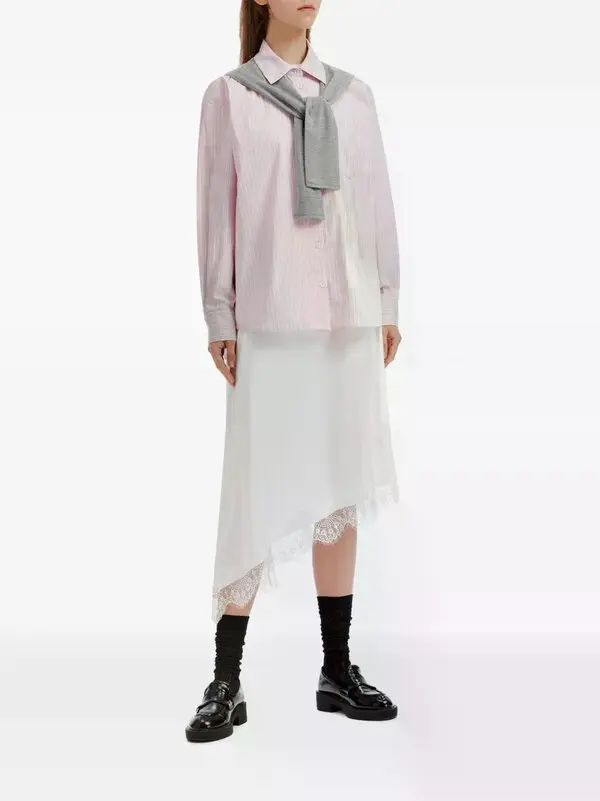 B+AB Lace-trim Asymmetric Midi Skirt