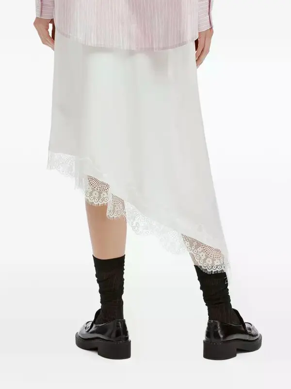 B+AB Lace-trim Asymmetric Midi Skirt