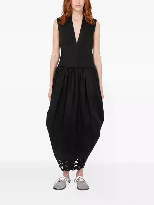 Moschino Embroidered Cotton Poplin Dress - Black