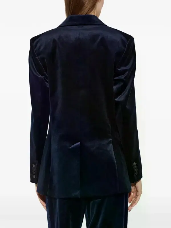 Victoria Beckham Velvet Single-vent Blazer - Blue