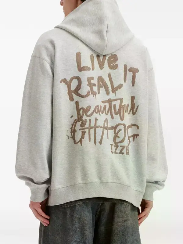 Izzue Slogan-print Zip-up Hoodie