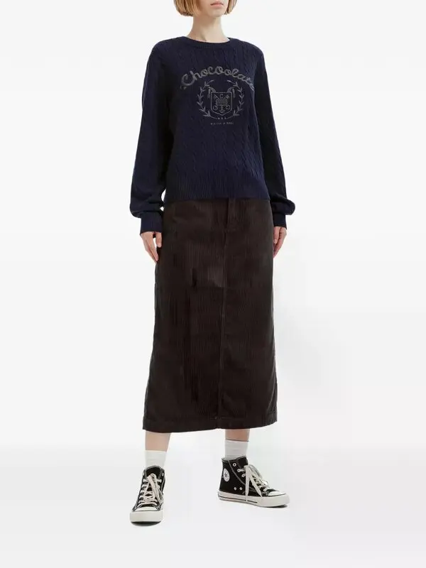 CHOCOOLATE Cable-knit Logo-embroidered Sweater