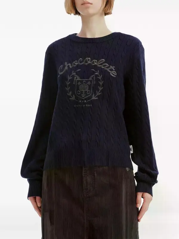 CHOCOOLATE Cable-knit Logo-embroidered Sweater