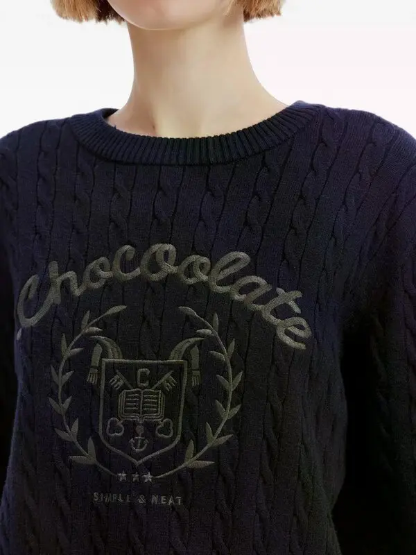 CHOCOOLATE Cable-knit Logo-embroidered Sweater