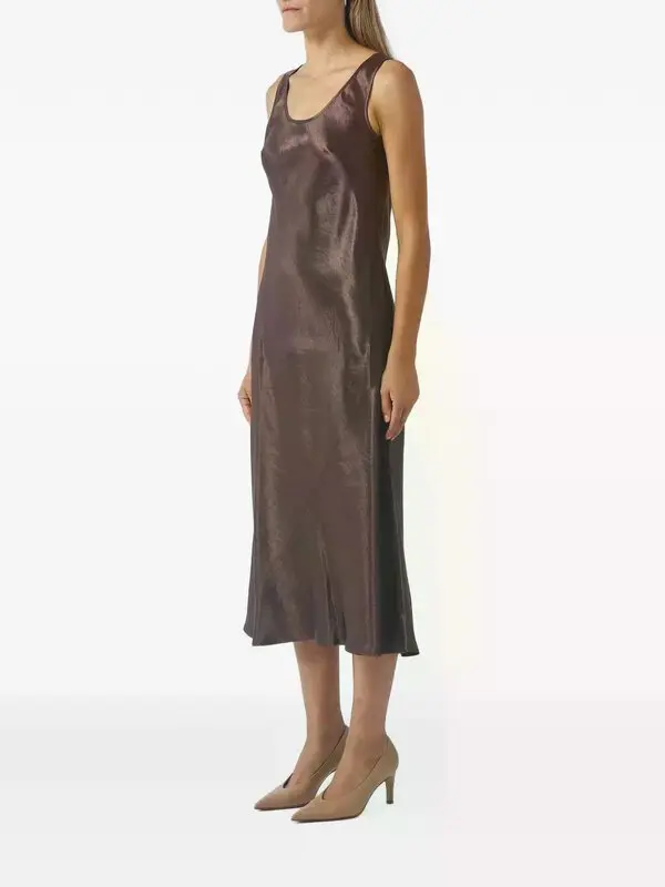 Max Mara Talete Satin-finish Scoop-neck Midi Dress - Brown