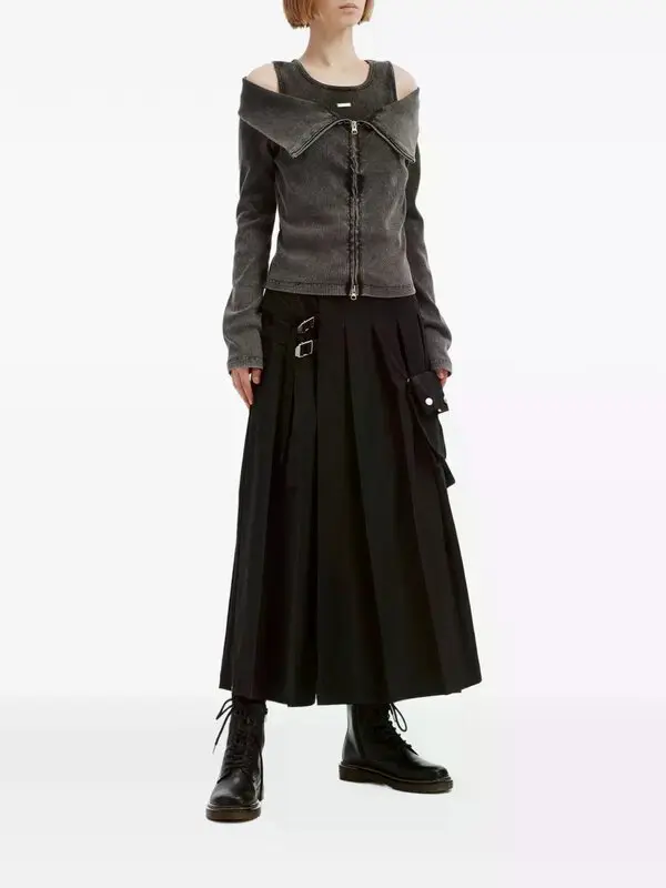 MUSIUM DIV. Off-shoulder Zip-up Layered Top