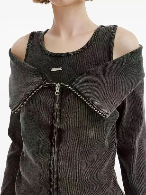 MUSIUM DIV. Off-shoulder Zip-up Layered Top