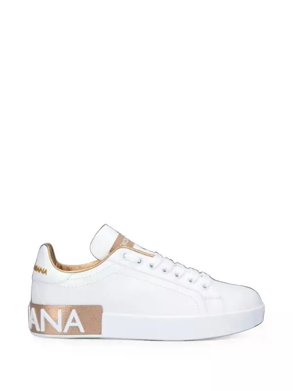 Dolce & Gabbana Portofino Logo-plaque Leather Sneakers - White