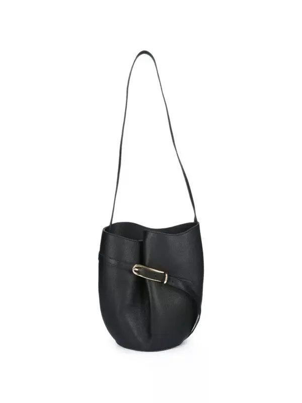 LIFFNER Belted Buckle-detail Pebbled Bucket Bag - Black