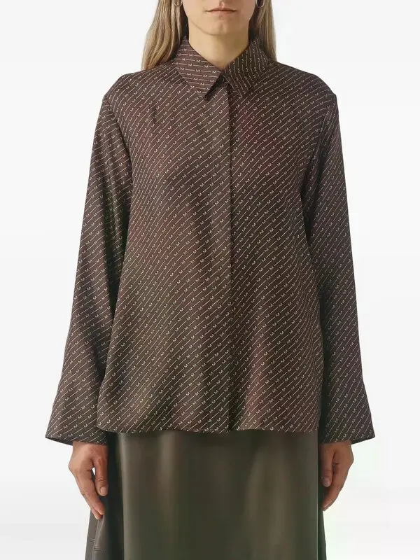 Max Mara Farea Monogram-print Silk Shirt - Brown